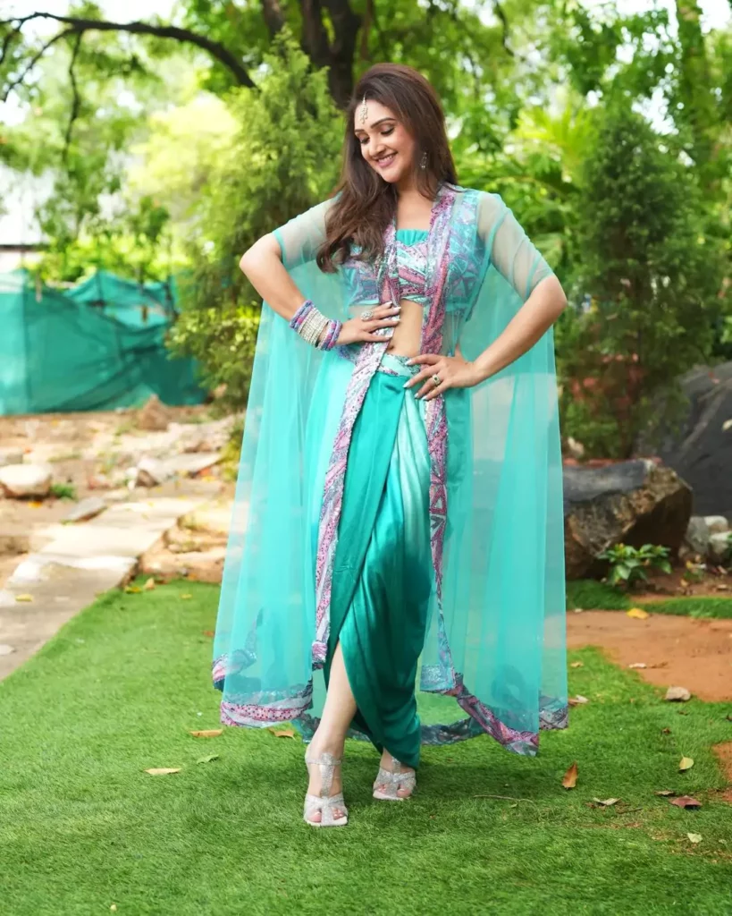 A Modern Princess in Blue Saree | Sridevi Vijay Kumar's Stunning...