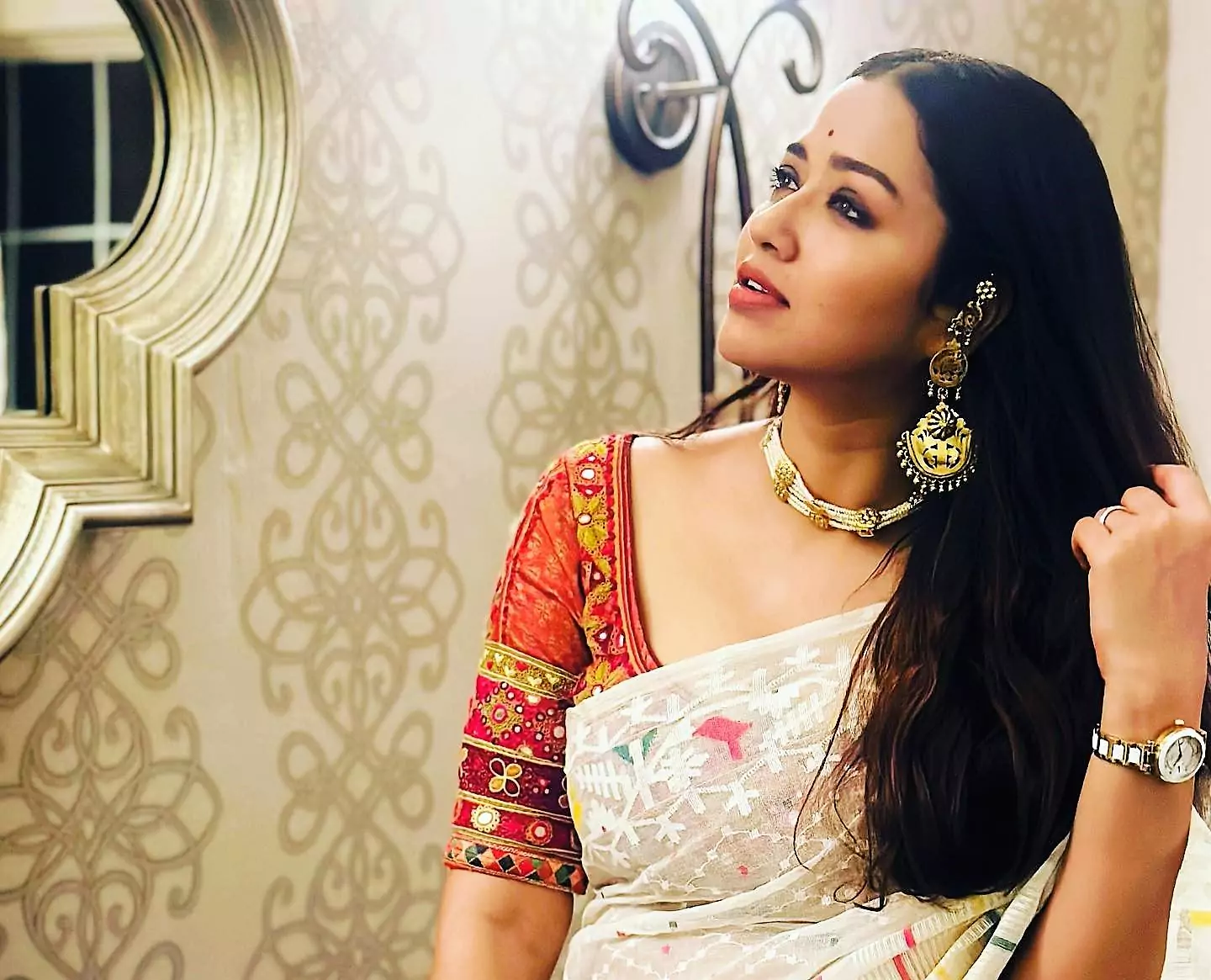 Sohini Sarkar's Elegance in Off-White Designer Saree NABC'23...