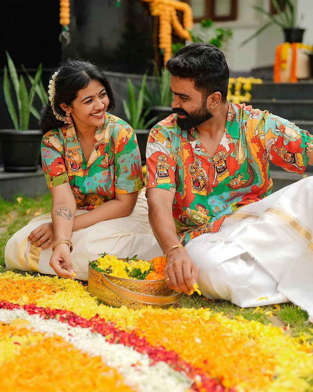 Embrace Onam with Traditional Kerala Attire & Pokalam Decoration