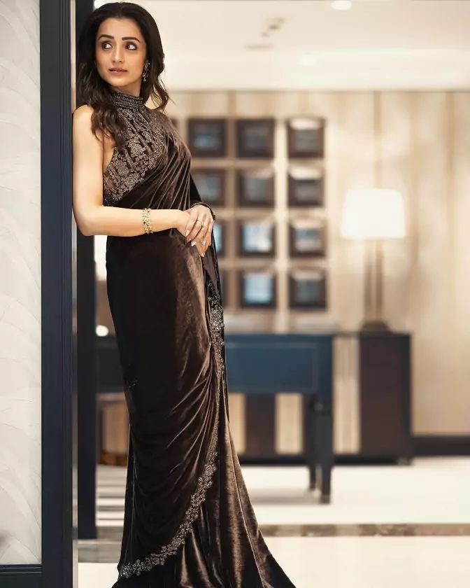 Winter Wedding Fashion Goals: Trisha's Velvet Saree | Sareeing...